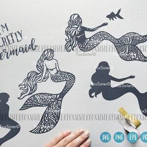 Mermaid Svg Png Files Clipart, Summer Beach Silhouette, Fish Svg ...