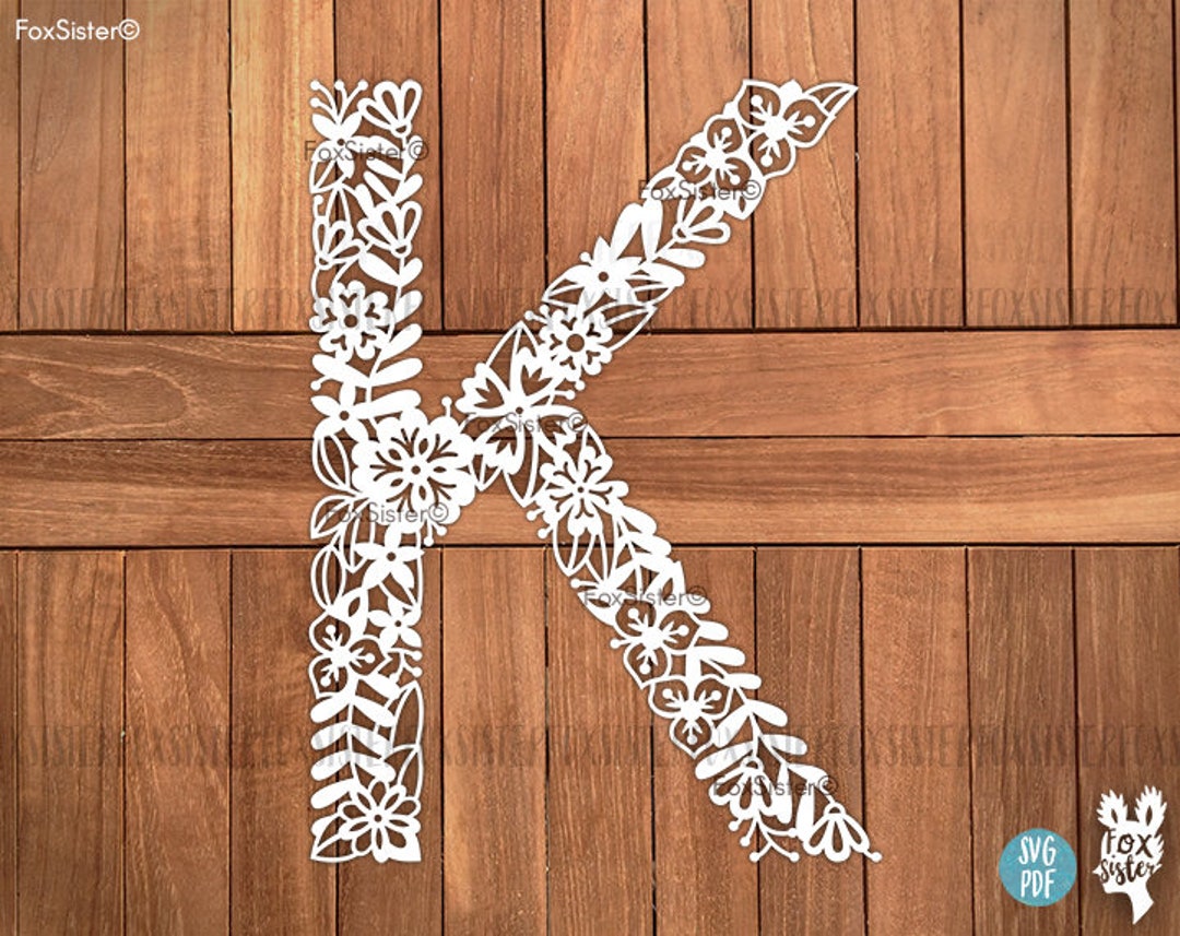 Capital Letter K Svg, Floral Detailed Alphabet Svg Cut File, Floral ...