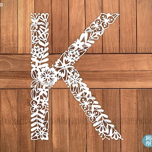 Capital Letter K Svg, Floral Detailed Alphabet Svg Cut File, Floral ...
