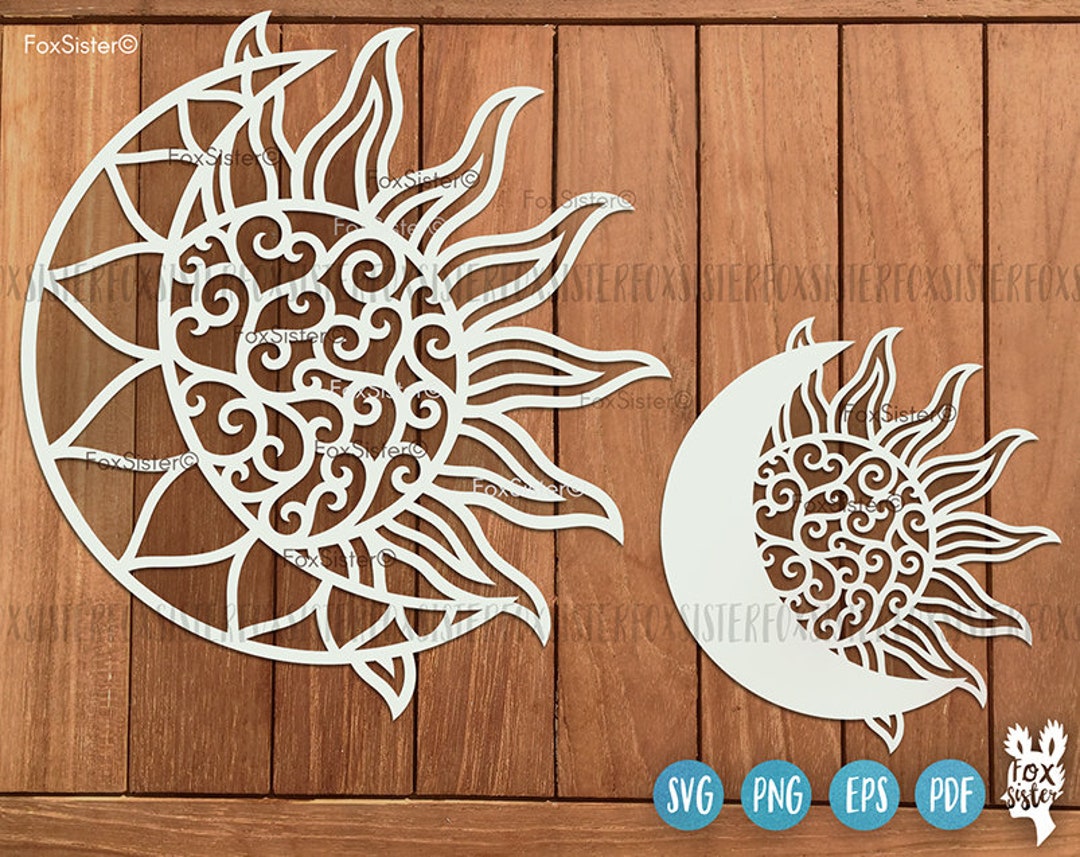 Luna y sol svg para Cricut y Silhouette, luna svg, FoxSister, sol svg ...