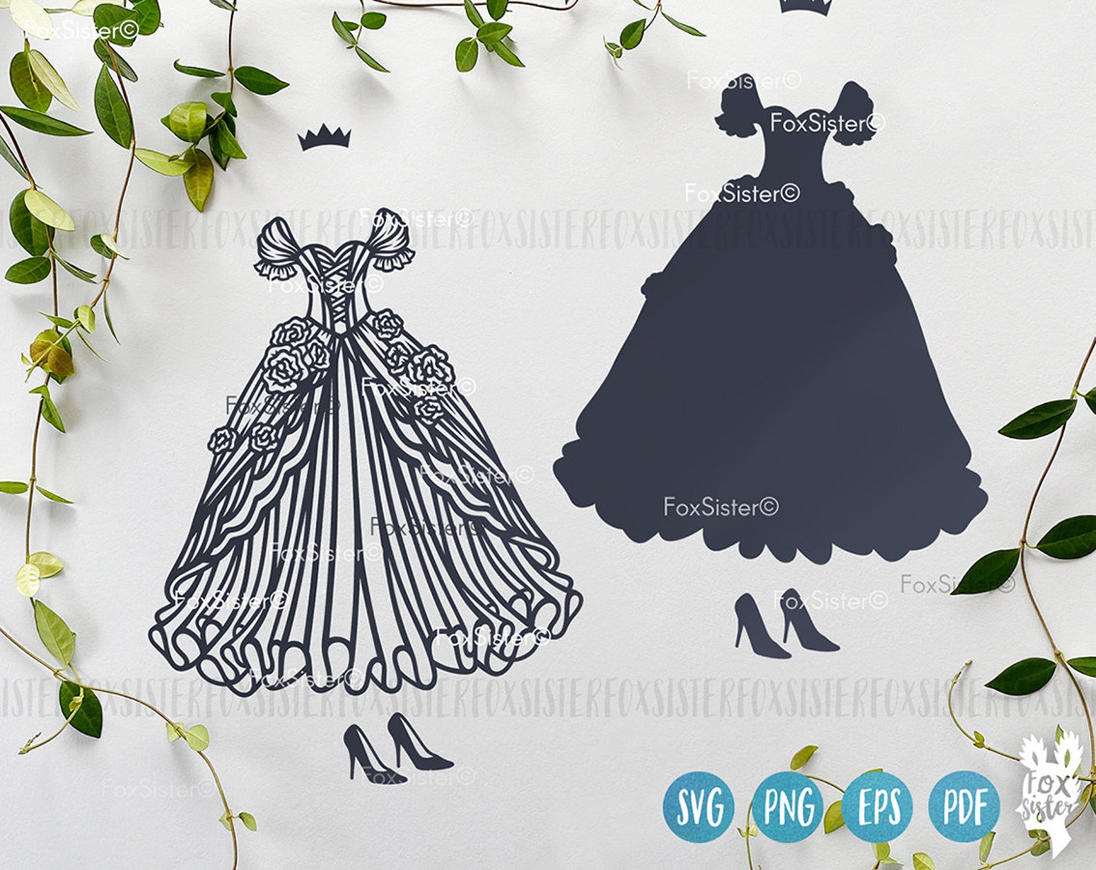 Princess Dress Svg Cut File for Cricut and Silhouette, Princess Party ...