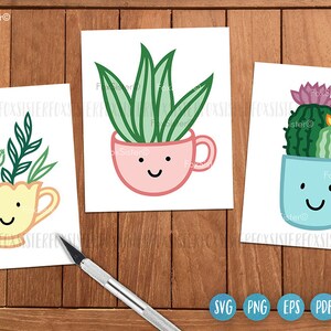 Happy Plants Svg Cutting File for Cricut and Silhouette, Plants Vector ...