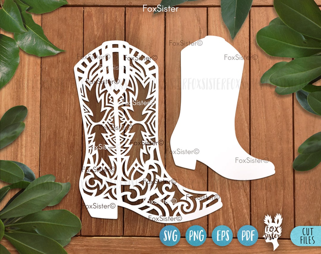 Cowboy Boot Svg Design for Cricut Silhouette Glowforge & Other Laser ...