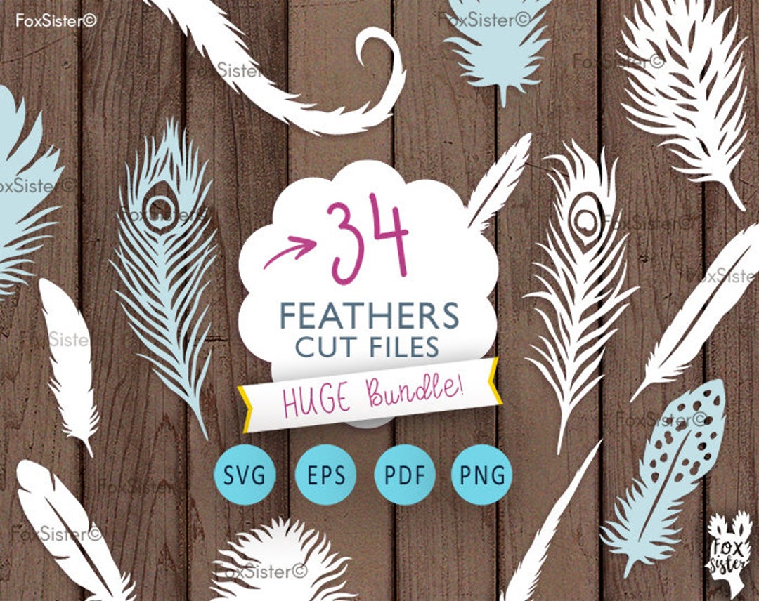 34 Feathers SVG Bundle! Cut File Templates | Feather | Feather Vector ...