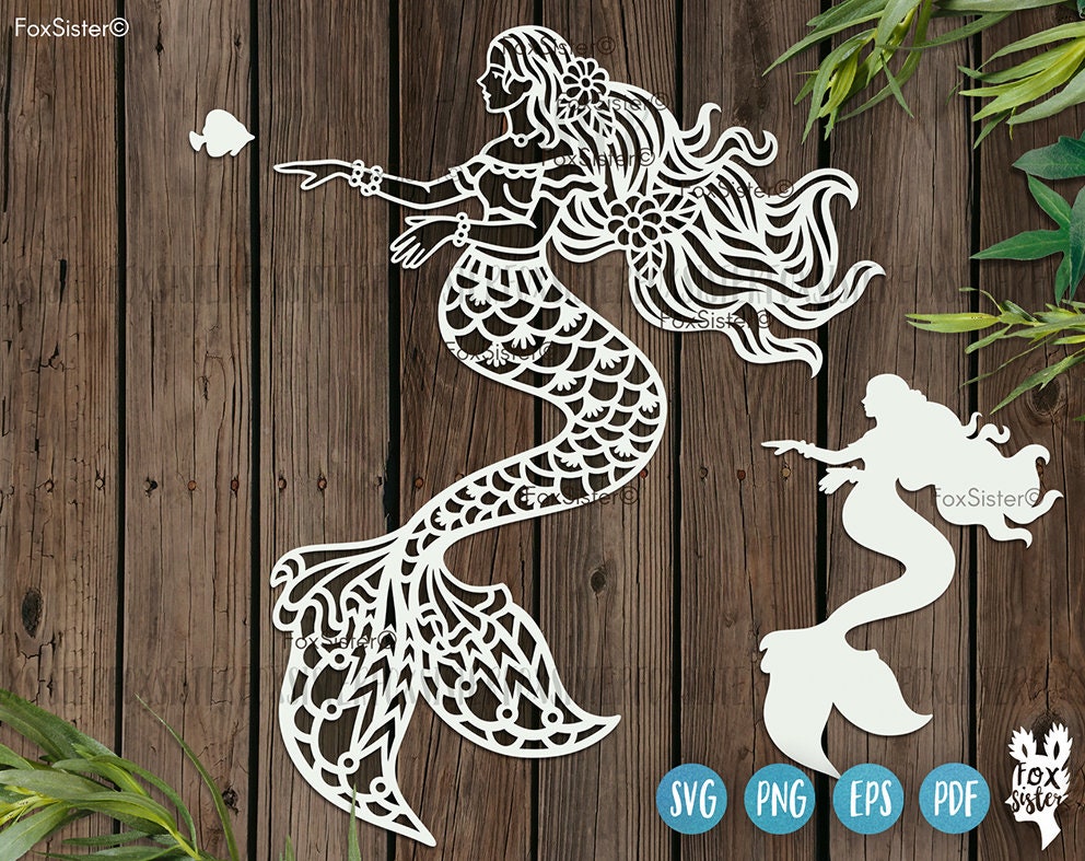 Mermaid Svg Design for Cricut and Silhouette, Mermaid Clipart, Princess ...