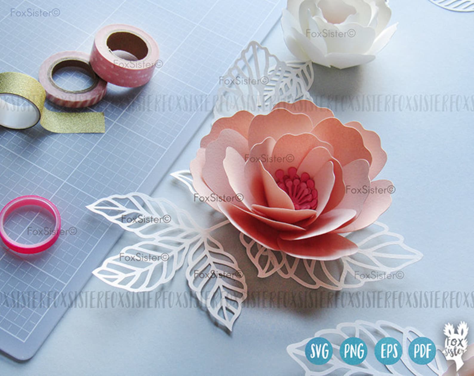 6 Paper Flower Svg templates in a bundle for 3D flowers | Etsy
