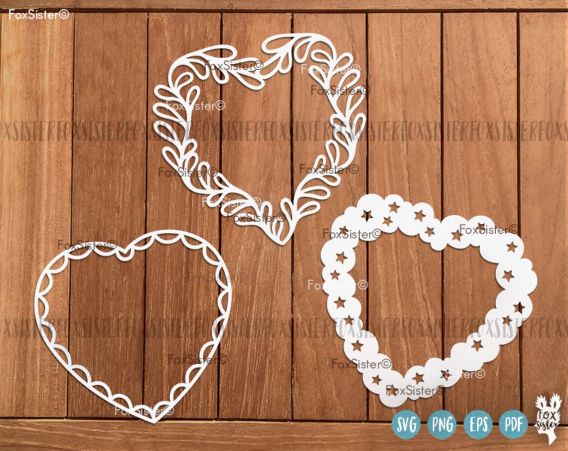 Heart Frame Svg Monogram Frame Bundle SET 3 12 svg Blank | Etsy