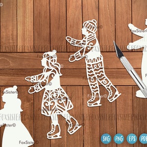 Ice Skaters Svg Cut File, Ice Skating Svg, Figure Skater Svg, Christmas ...