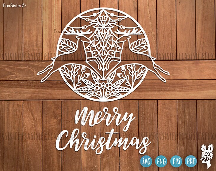 Deer Svg File Deer Cut File Christmas Svg Files Merry - Etsy UK