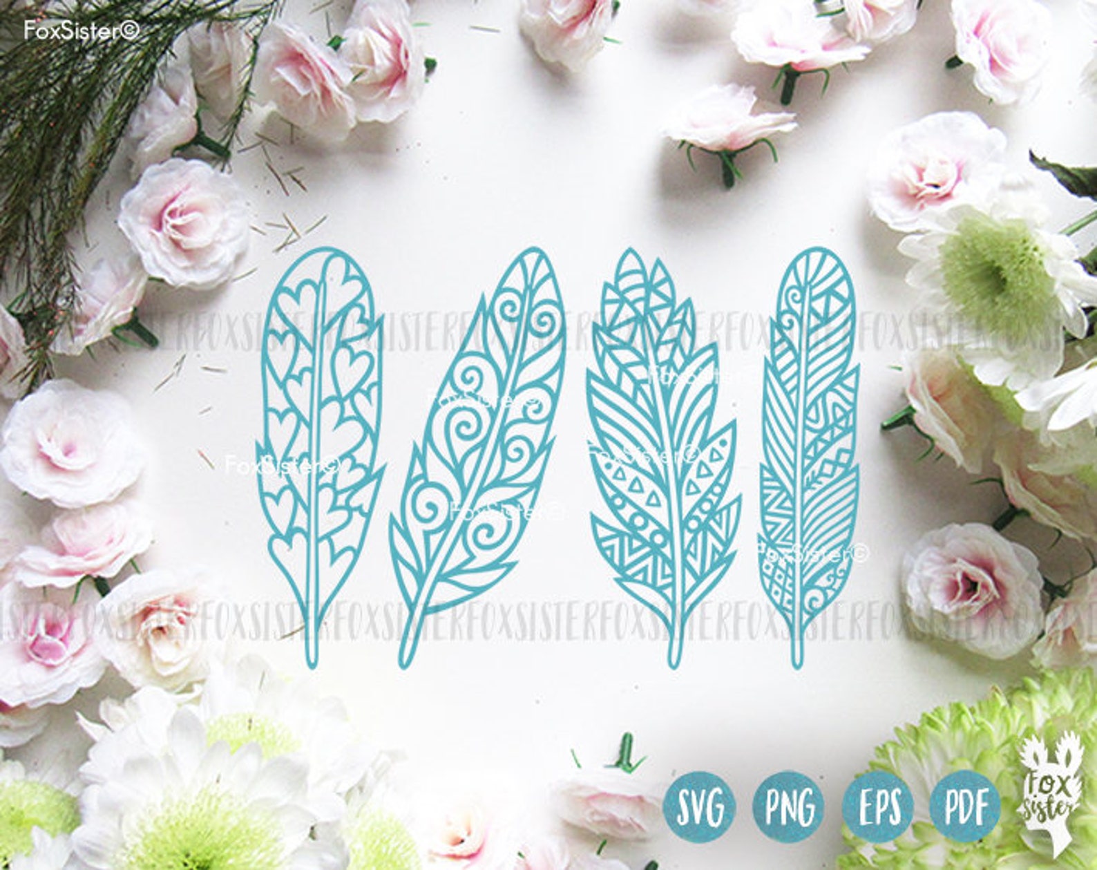 Boho Feathers SVG Cut File Templates Tribal Feather - Etsy UK