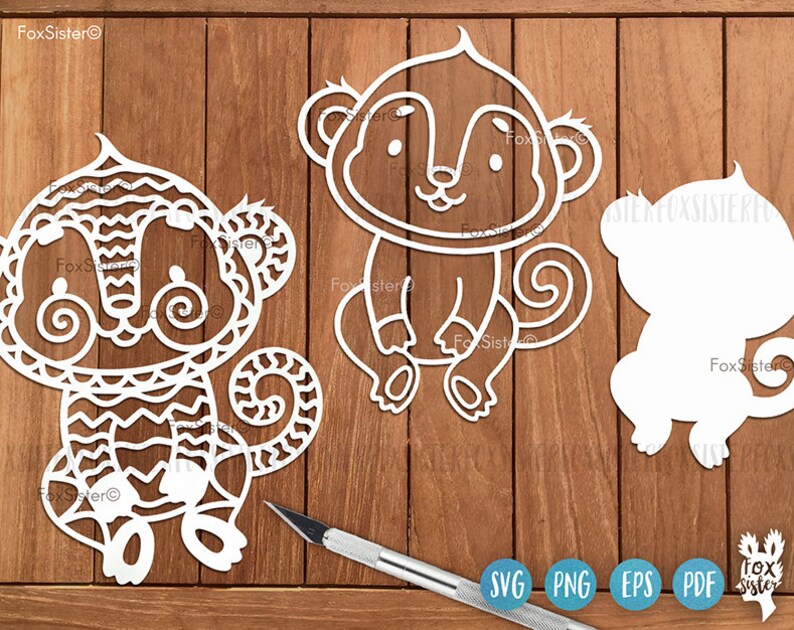 Cute Monkey svg for Cricut and Silhouette FoxSister animal | Etsy