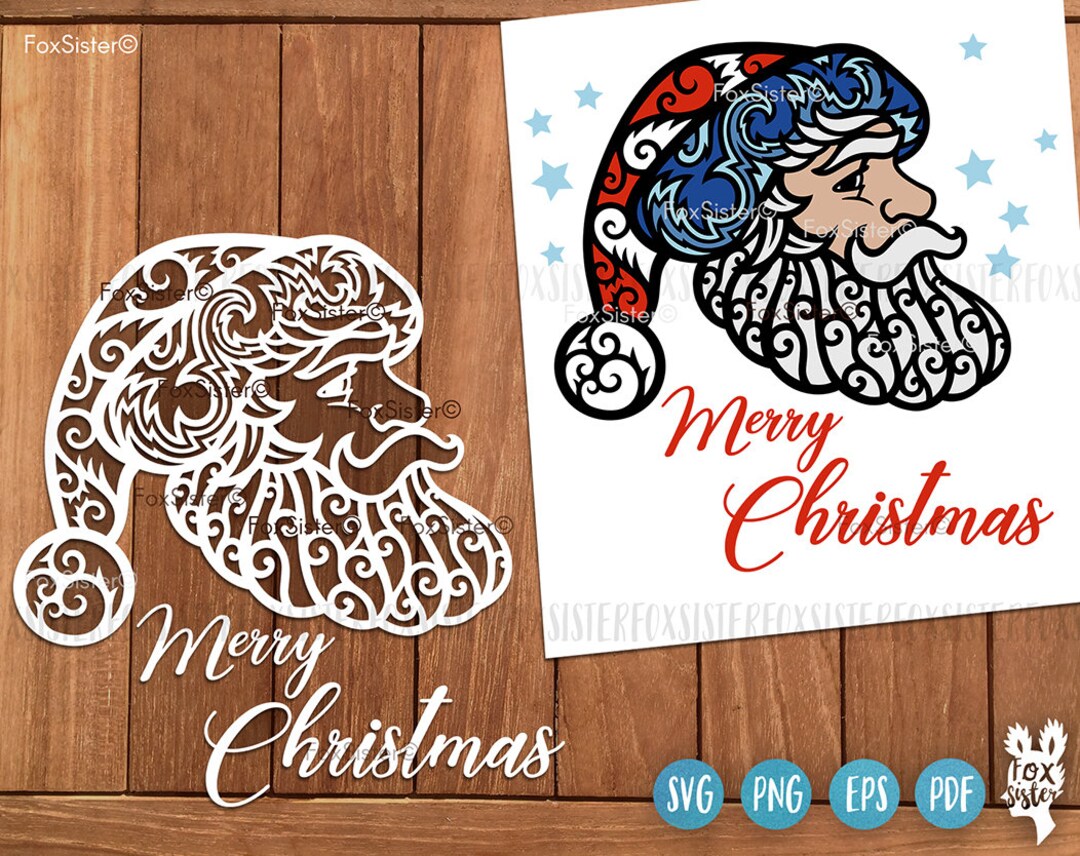 Santa Face Svg Cut File for Cricut and Silhouette, Santa Claus Svg ...
