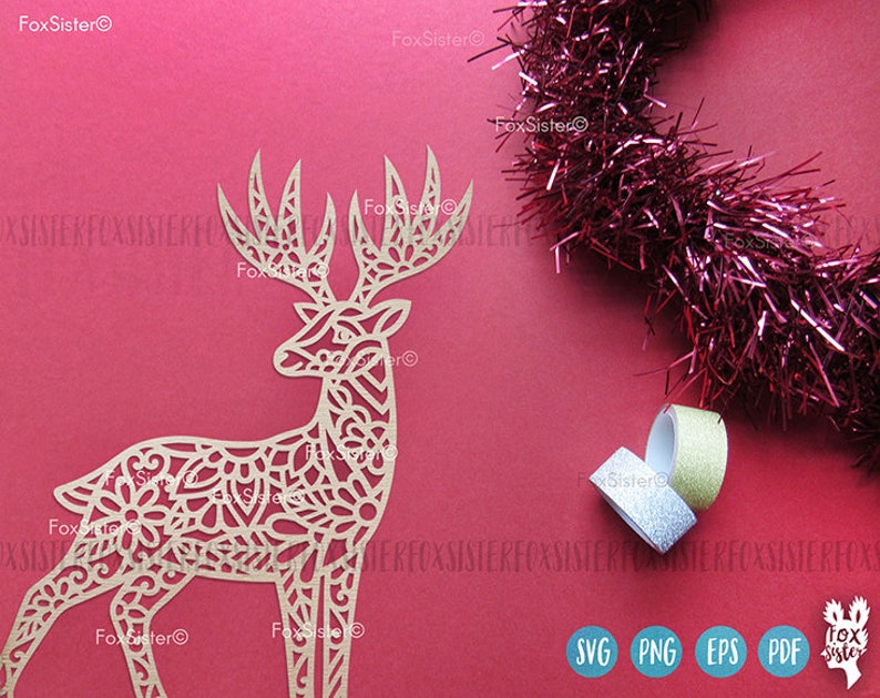 Deer Svg Cut File Design, Christmas Svg, Deer Clipart, Reindeer Svg Cut ...