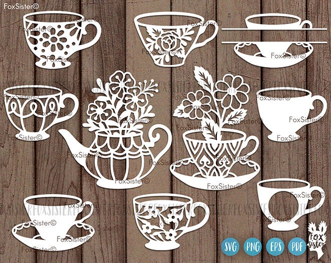 Coffee Tea Svg Cup Svg Bundle Tea Pot Clipart Cut Files | Etsy UK