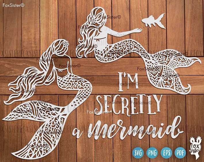 Mermaid Svg Png Files Clipart, Summer Beach Silhouette, Fish Svg ...