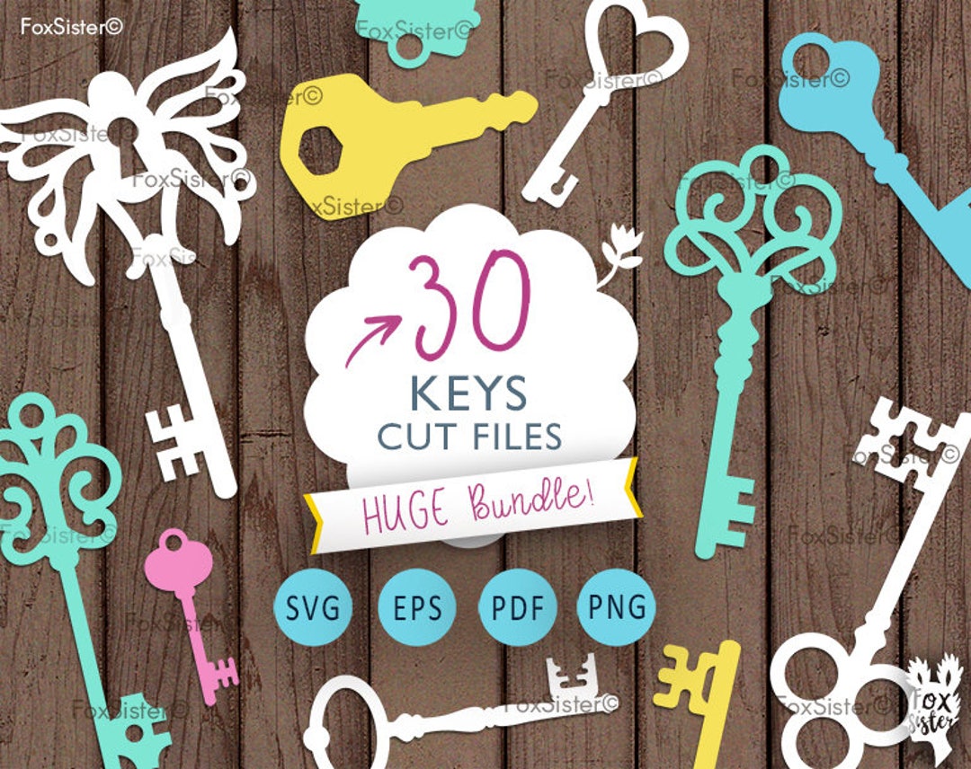 30 Keys SVG Bundle Cut Files, Vintage Keys Svg Vector Clipart, Antique ...