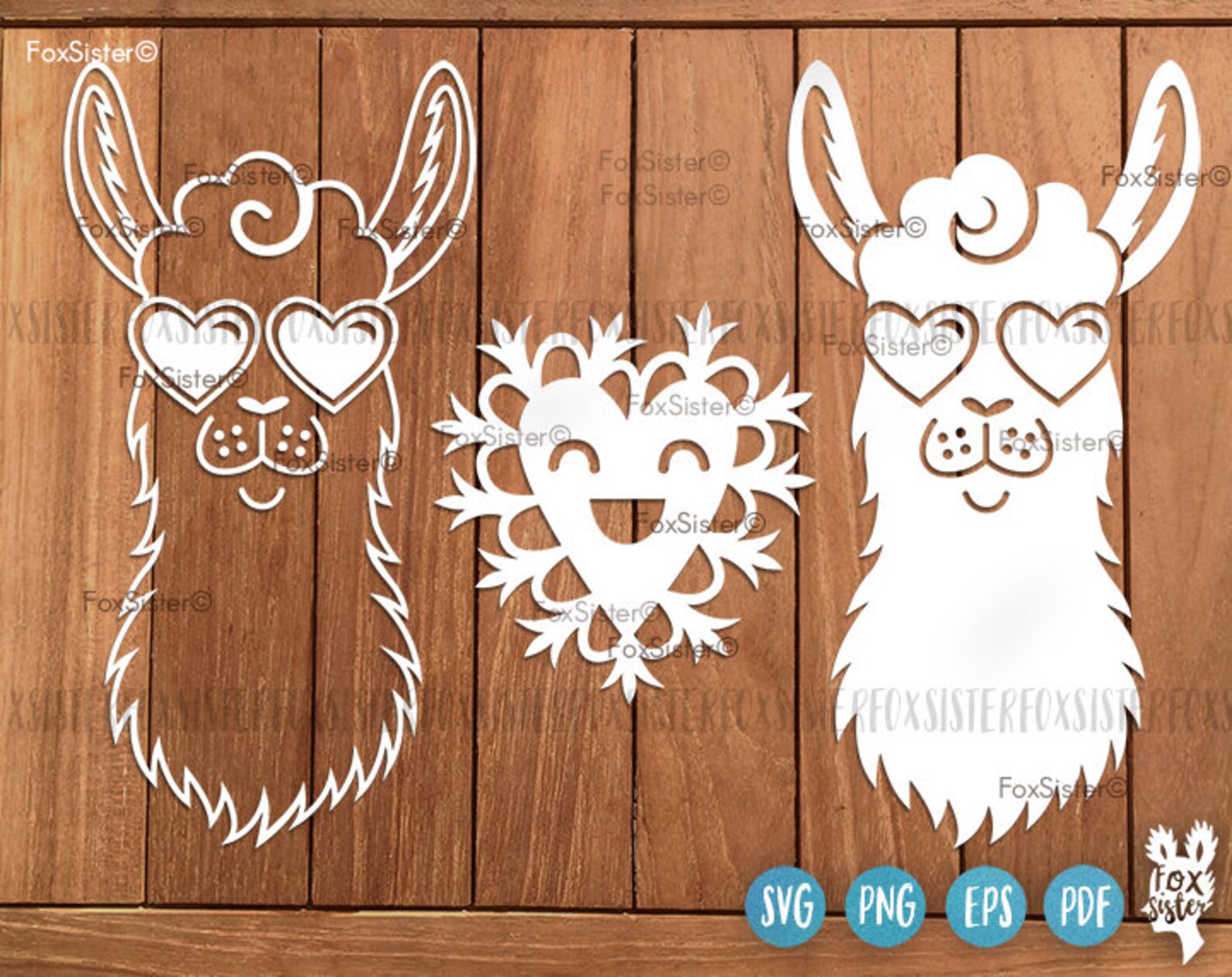 Lama SVG Papercut modèle Svg animal coupe fichier coeur | Etsy France