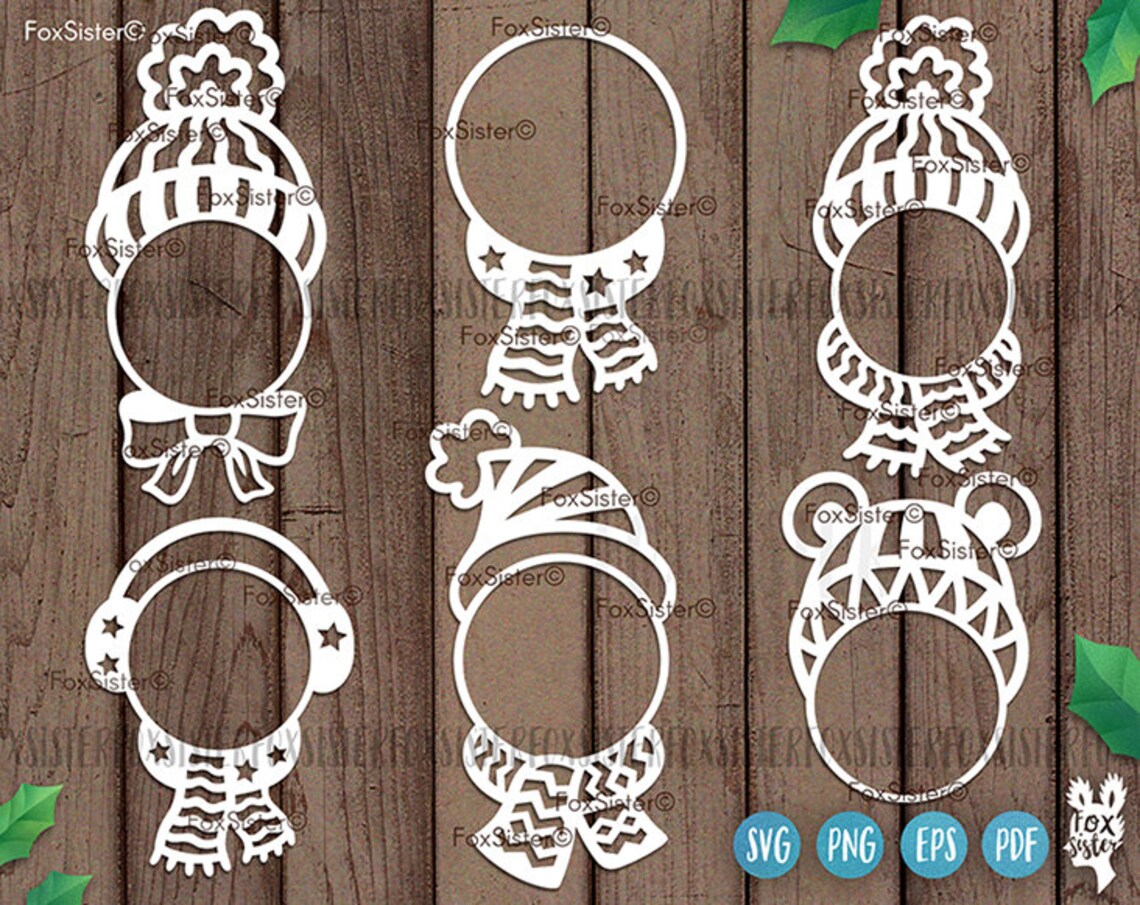 Christmas Monograms Svg Bundle 6 Monogram Frames Svg Hat - Etsy