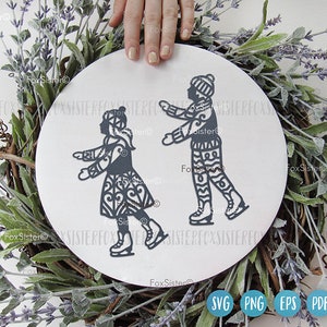 Ice Skaters Svg Cut File, Ice Skating Svg, Figure Skater Svg, Christmas ...