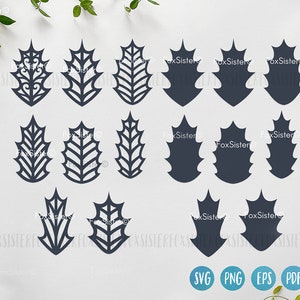 Christmas Holly Svg Bundle for Cricut Silhouette, Leaves Svg Set 26 ...