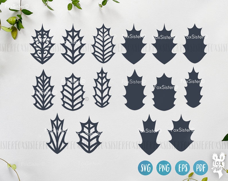 Christmas Holly Svg Bundle for Cricut Silhouette, Leaves Svg Set 26 ...