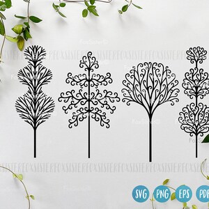 Decorative Trees Svg Cut File for Cricut and Silhouette, Woodland Svg ...