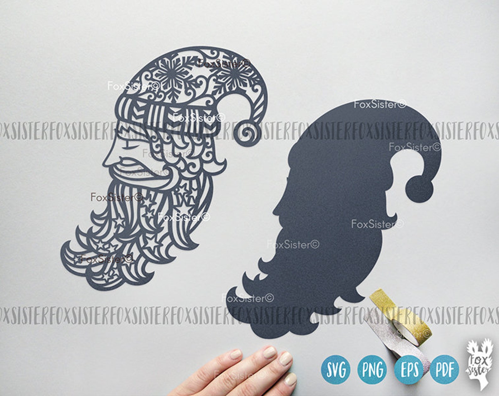 Santa Svg Png Pdf Eps Vector Cut Files Santa Svg Cut File | Etsy