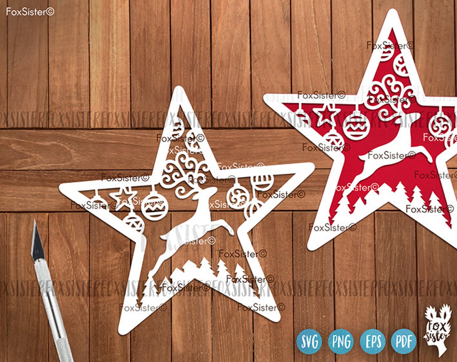 Christmas Star Svg Bundle Christmas Svg Files Reindeer Svg | Etsy