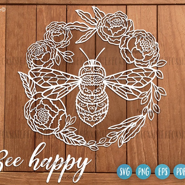 Bee Happy Svg - Etsy