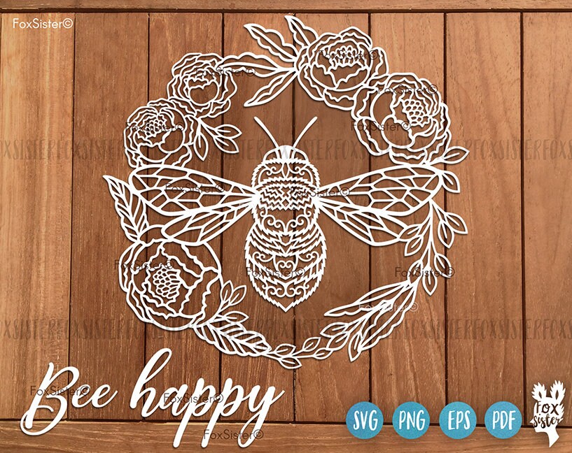 FoxSister designs Svg bee Bee svg cricut Bee svg file Bee happy svg ...
