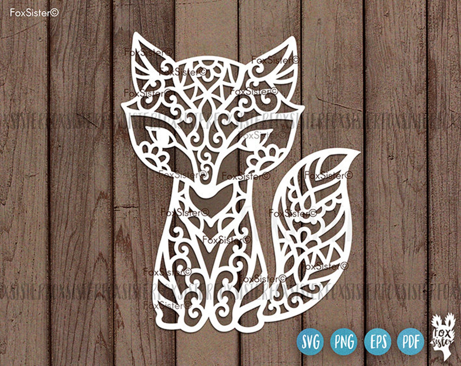 Cute Mandala Fox Cut File in Svg Png Pdf Eps File Formats Fox | Etsy UK