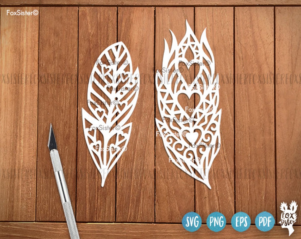 Feather Svg Bundle Cut Files for Cricut and Silhouette, Boho Feathers ...