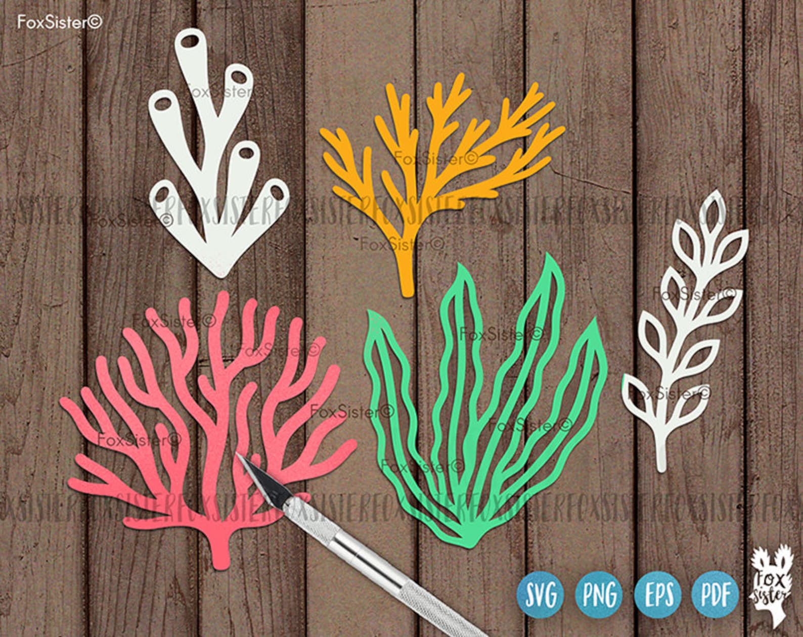 Corals Svg and Seaweed Svg Bundle for Cricut and Silhouette, Ocean Svg ...
