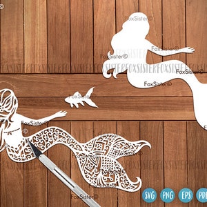 Mermaid Svg Png Files Clipart, Summer Beach Silhouette, Fish Svg ...