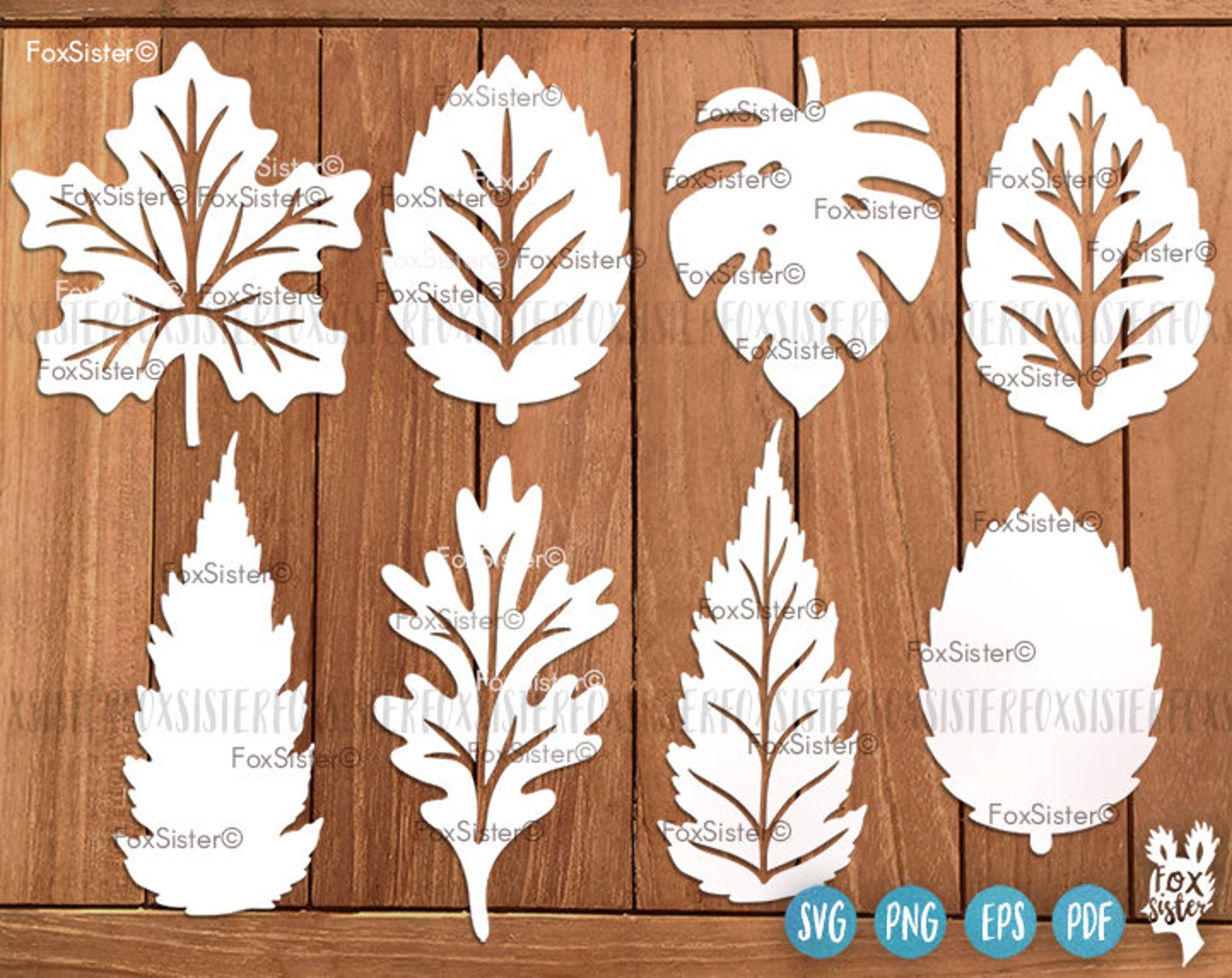 Hoja Svg Hojas Svg 8 Hojas Diseños SET 2 / Hojas Cortando - Etsy España