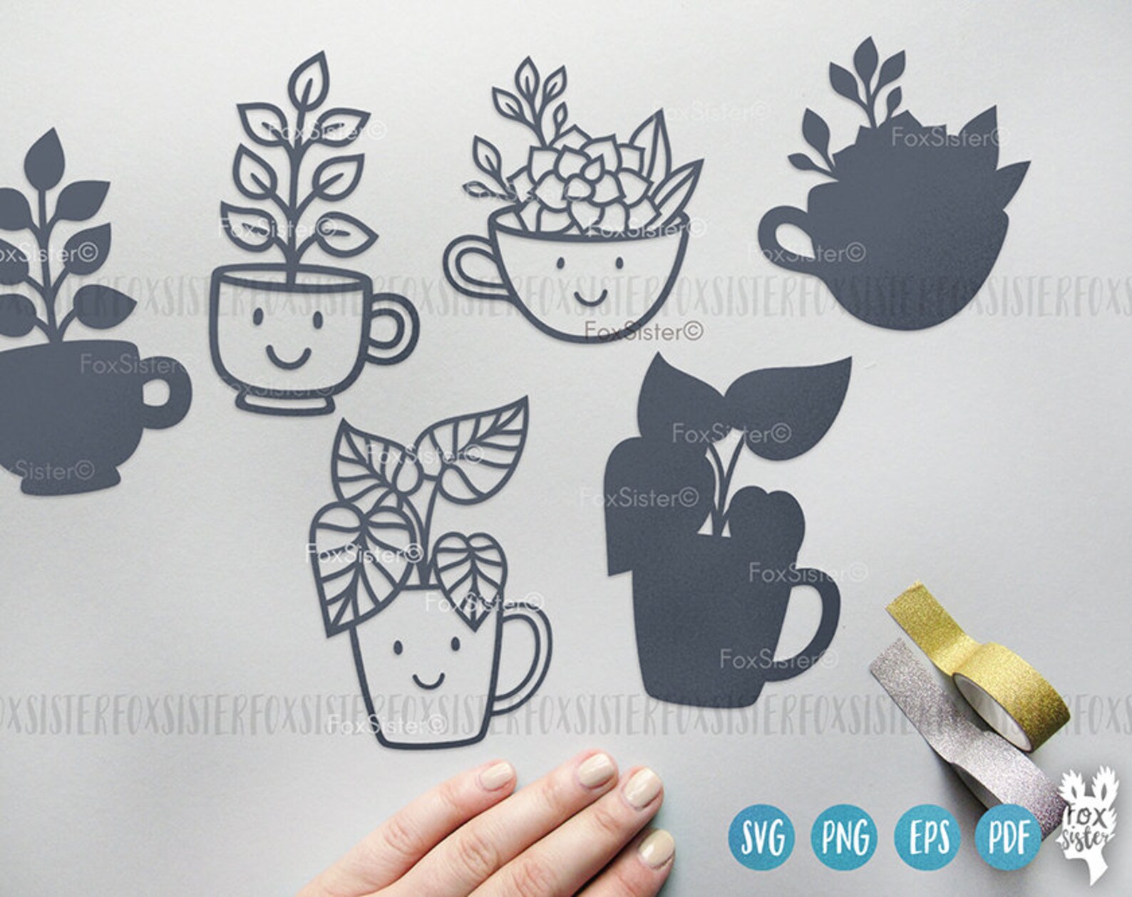 Happy Plants Svg Cutting File Set 2 for Cricut and Silhouette, Plants ...