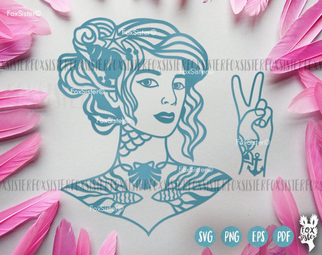 Victory Mermaid SVG Papercut Templates | Little Mermaid Svg Cut Files ...