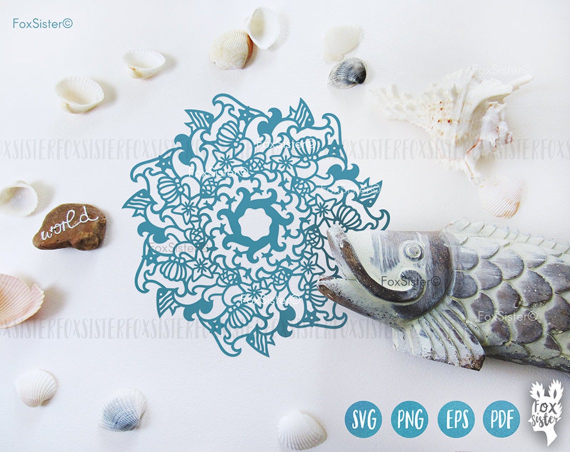 Ocean Mandala Svg for Cricut and Silhouette, Mandala Svg, Foxsister ...