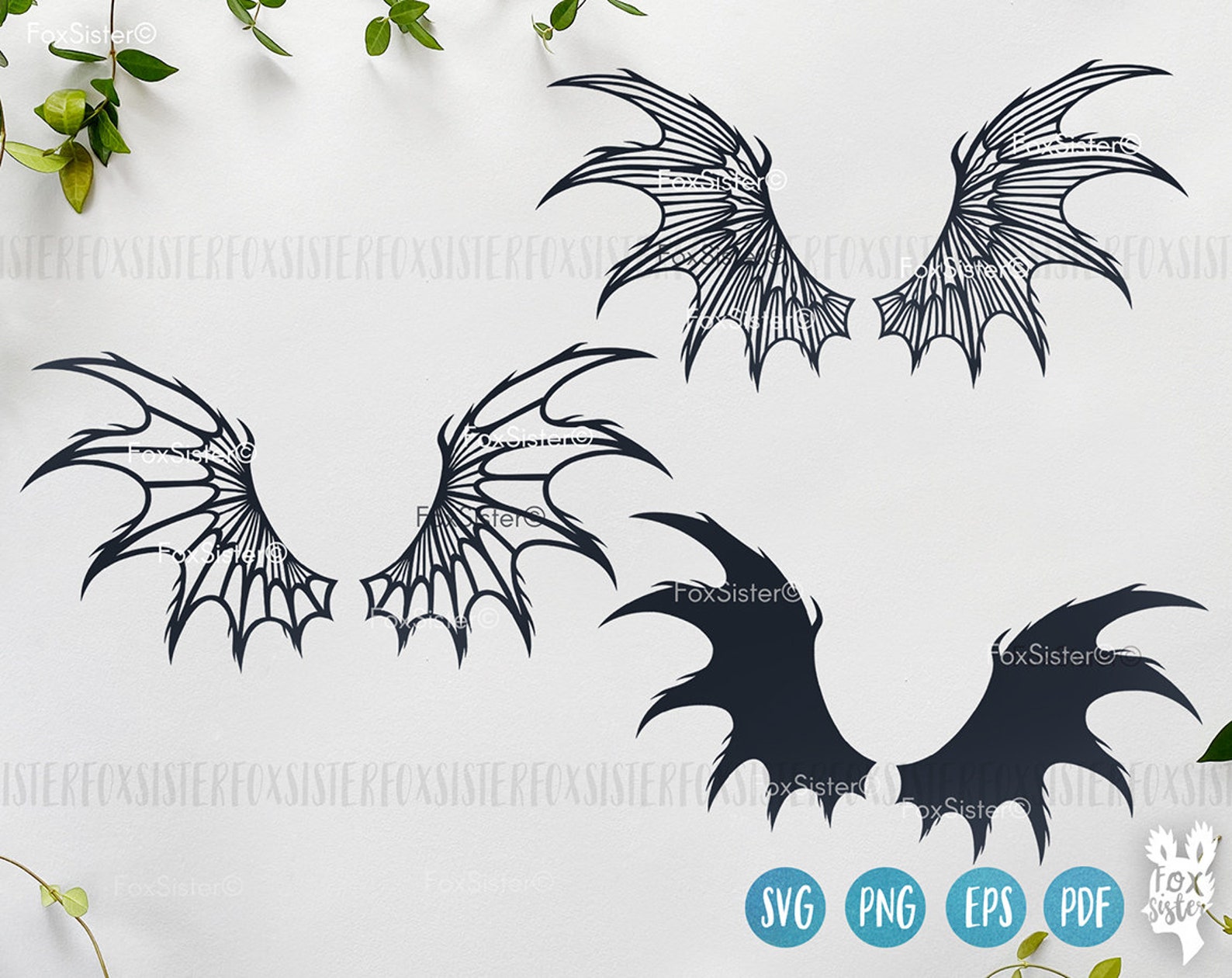 Scary Dragon Wings Svg Design for Cricut and Silhouette, Bat Wings Svg ...