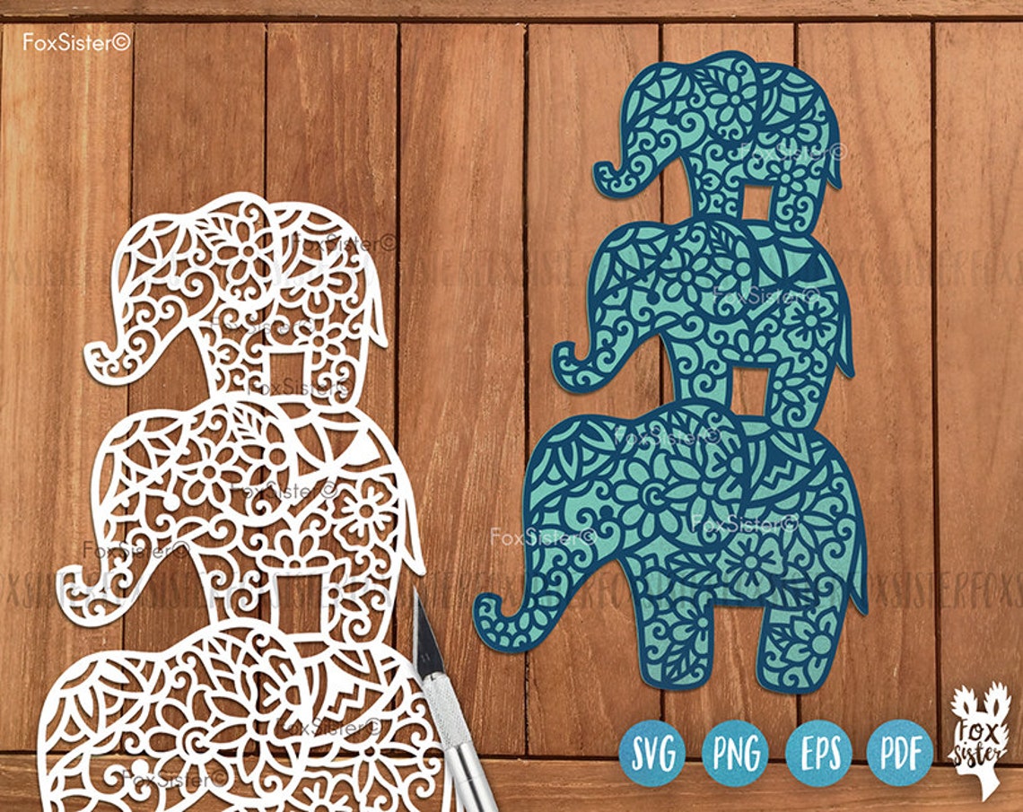 Cute Elephants Svg Cutting File for Cricut and Silhouette, Elephant Cut ...