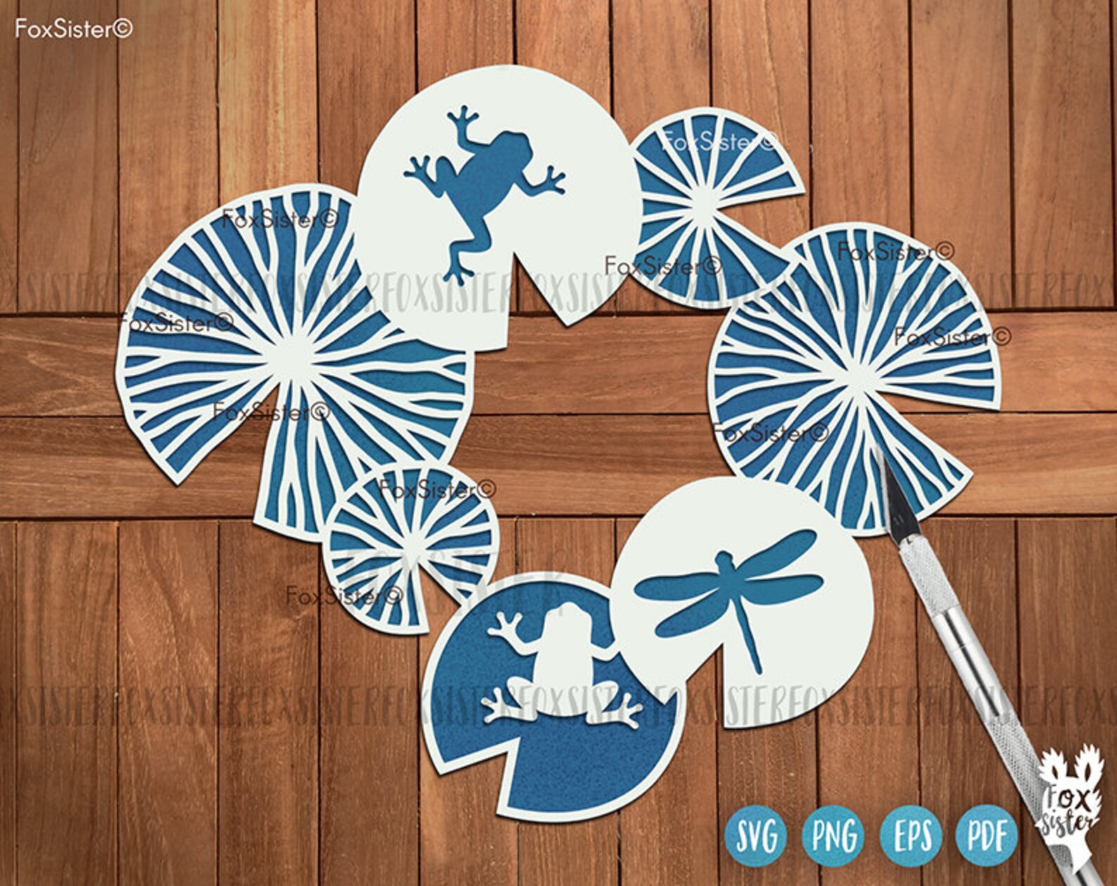 Frogs and Lily Pads Svg for Cricut and Silhouette, Frog Svg, Animal Svg ...