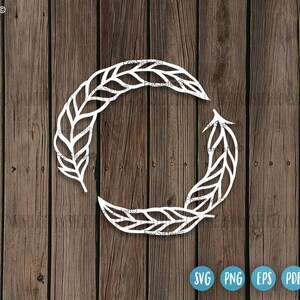 6 Boho Feather Monogram Frames SVG Cut File Templates, Feather Svg ...