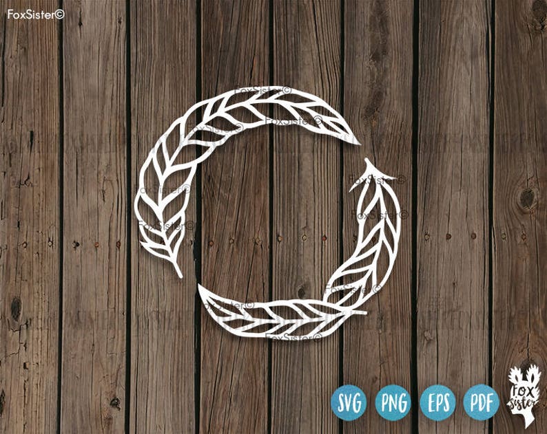 6 Boho Feather Monogram Frames SVG Cut File Templates, Feather Svg ...
