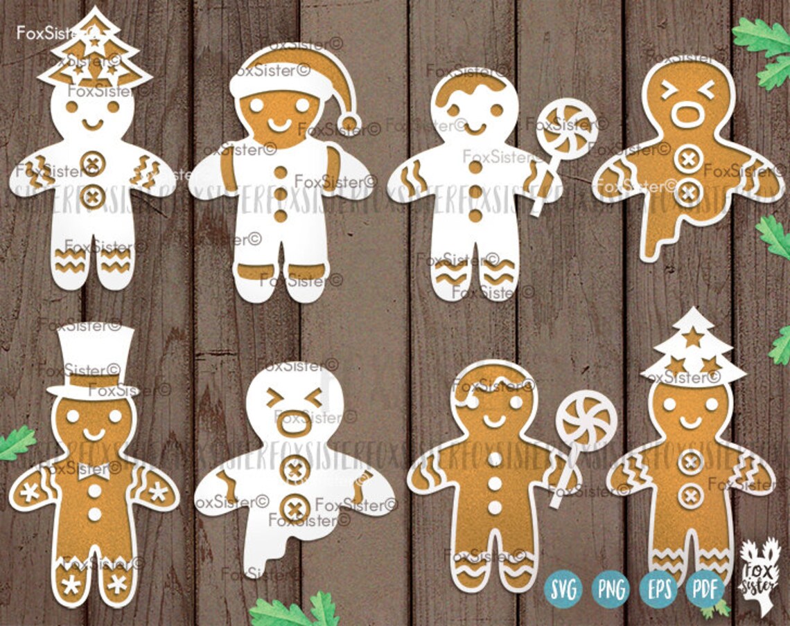 Gingerbread Man Svg, Christmas SVG Collection! 8 Designs SET 2, People ...