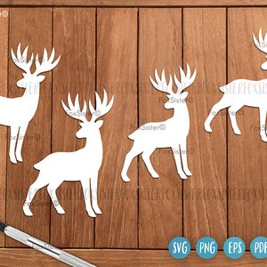 Deer Svg Cut File Design, Christmas Svg, Deer Clipart, Reindeer Svg Cut ...