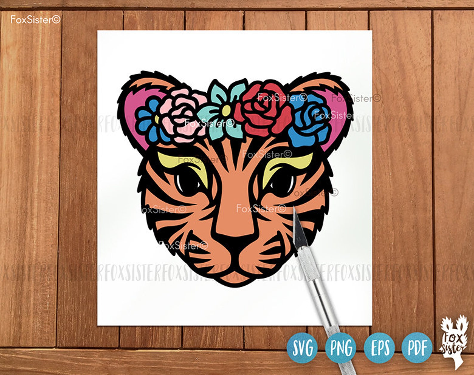 Tiger Svg for Cricut and Silhouette Foxsister Cute Animal - Etsy