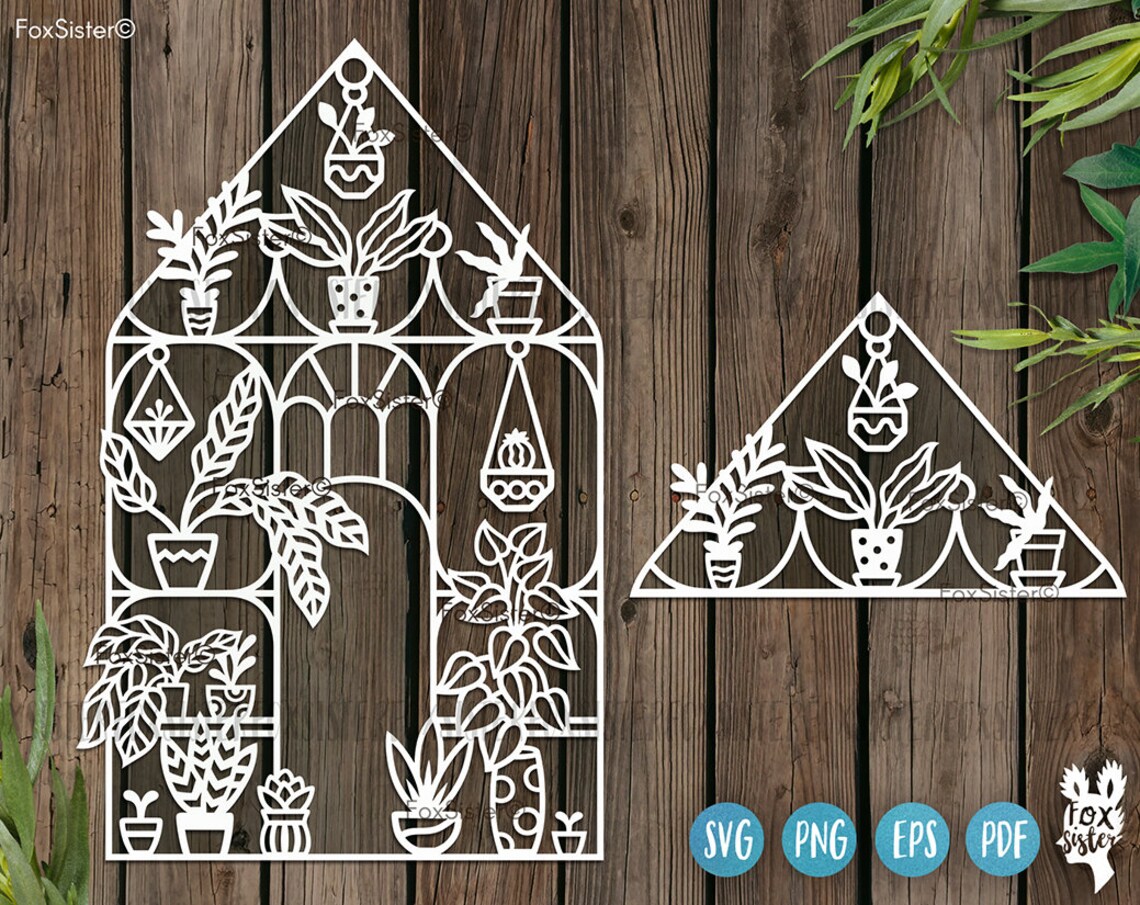 Plants Svg Design for Cricut and Silhouette, Greenhouse Svg, Gardening ...