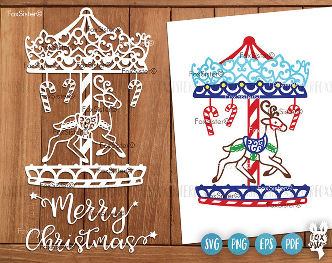 Fun Reindeer Svg Cut File, Deer Svg, Merry Go Round Svg Carousel, Merry ...