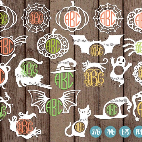 Halloween Svg Halloween Monogram Frames Svg Dxf Eps Candy | Etsy