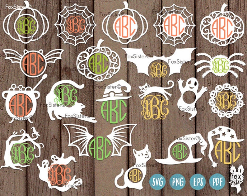 21 Halloween Monogram Frames SVG Bundle Cut Files Halloween - Etsy UK